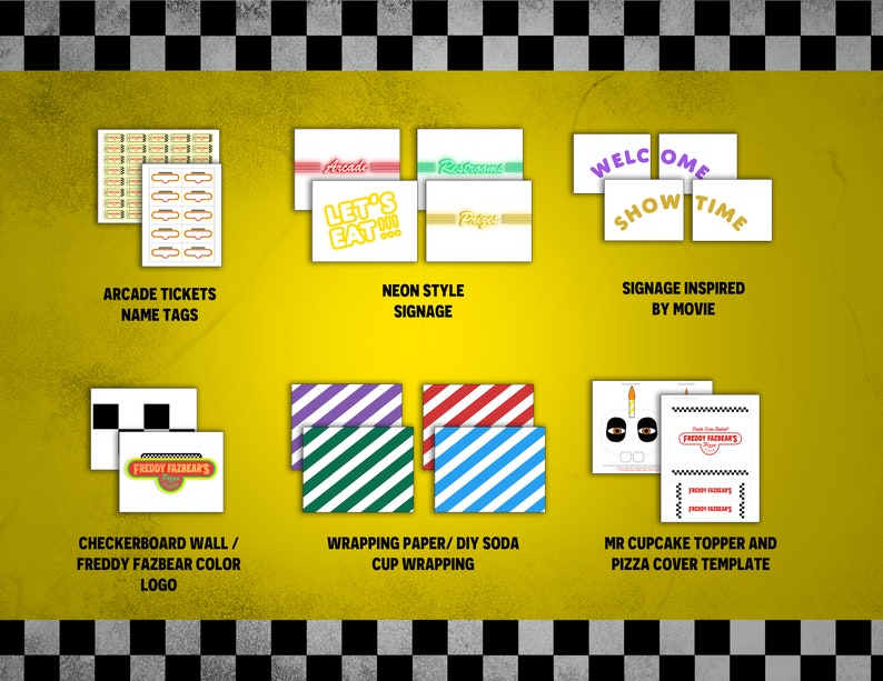 FNAF Party Printable Bundle - Freddy Fazbear's Pizza Box, Arcade ...