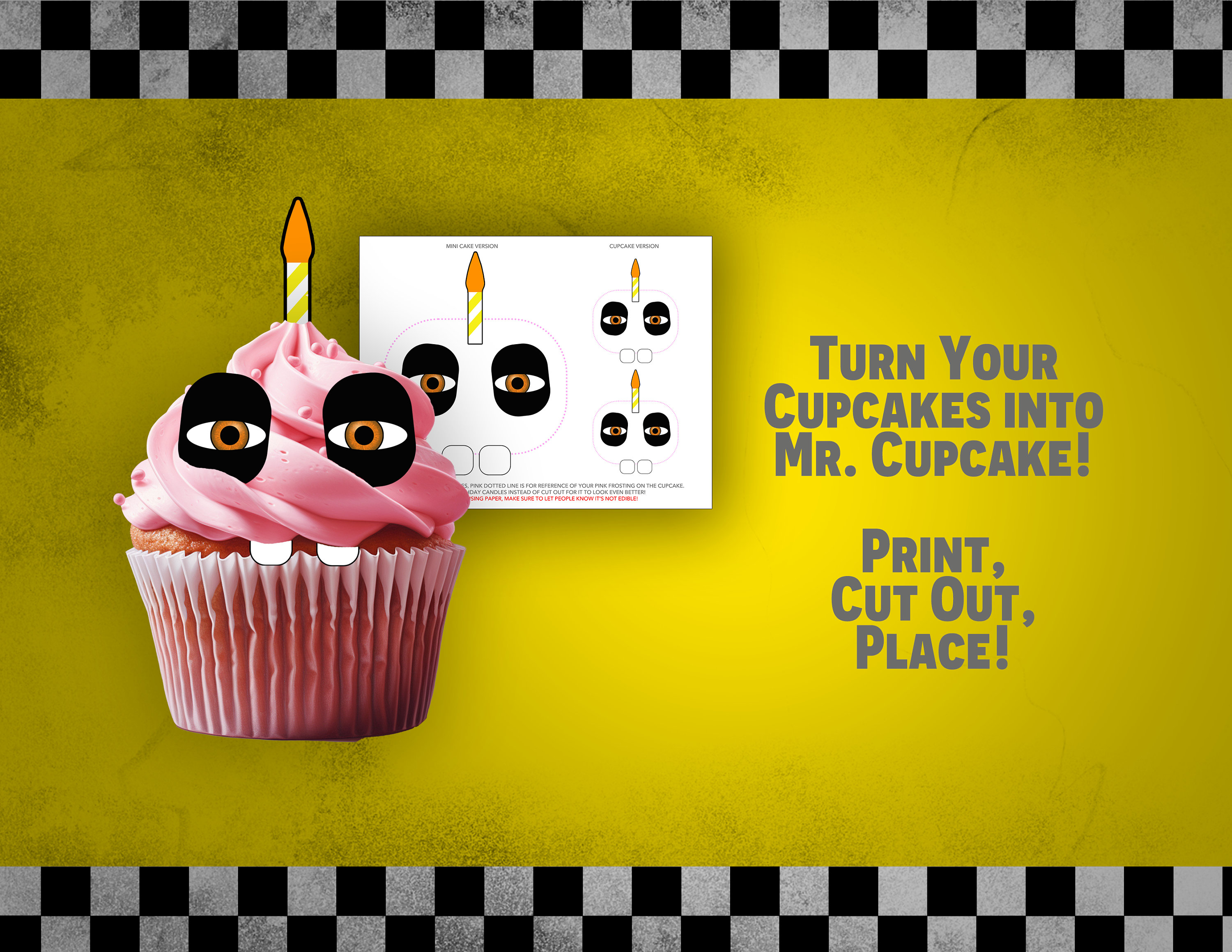 FNAF Mr. Cupcake Topper Printable - DIY Cupcake Decorations - Birthday ...