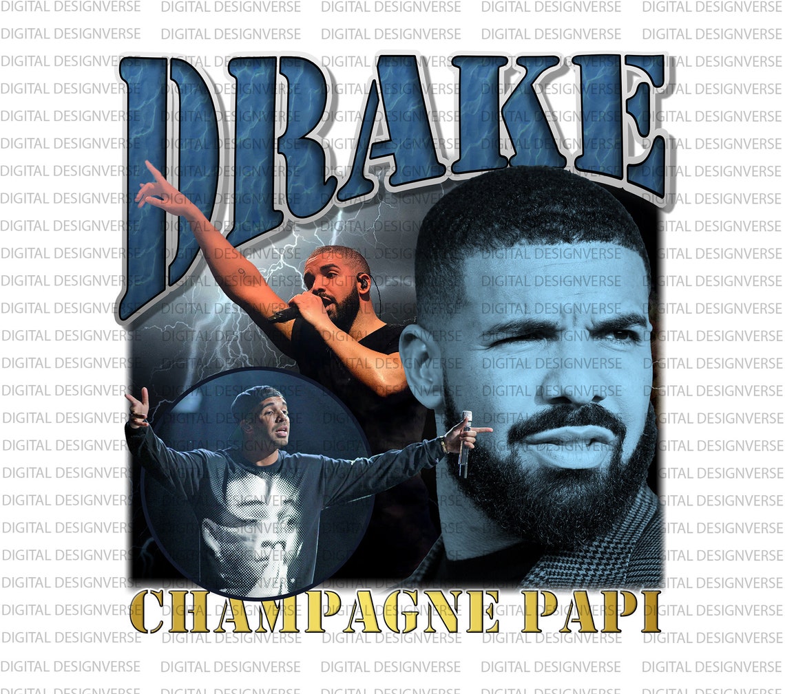 Drake Rapper Graphic Tee Design PNG File for Sublimation Use, Champagne ...