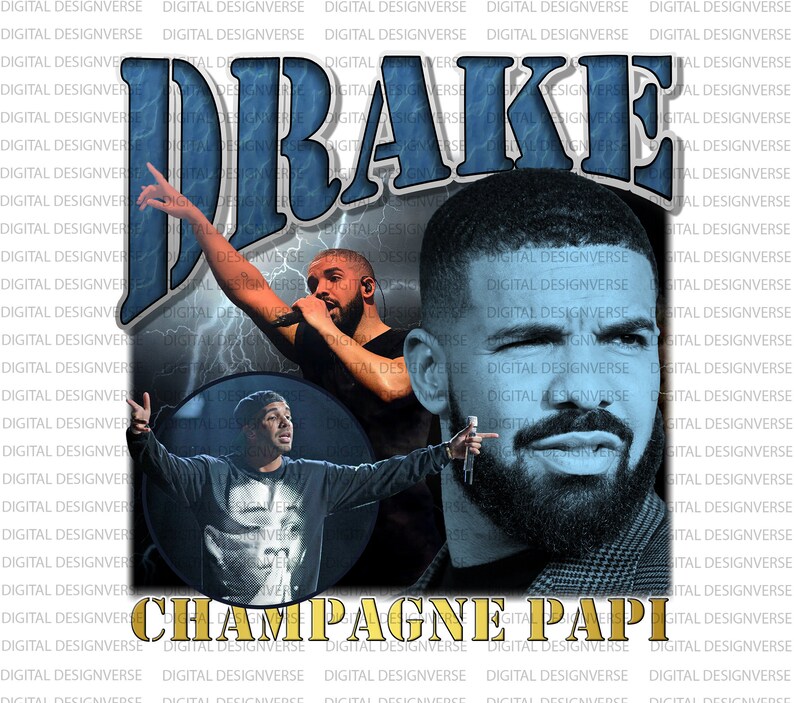 Drake Rapper Graphic Tee Design PNG File for Sublimation Use, Champagne ...