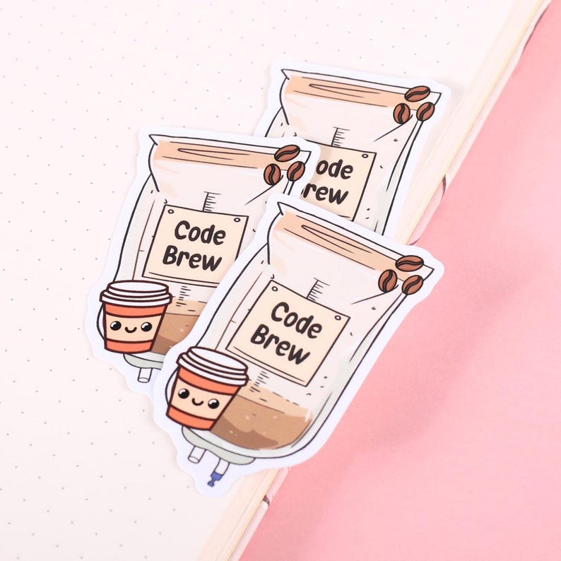 Code Brew Sticker, Funny Coffee IV Bag Vinyl Sticker for Nurses ...