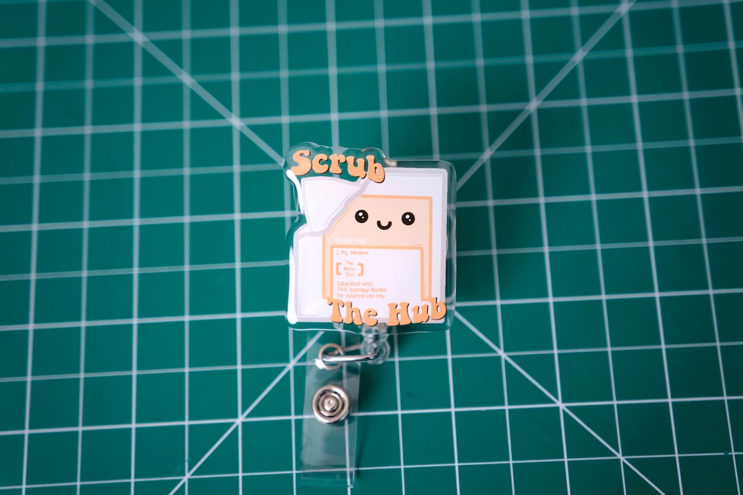 Cute Alcohol Swab Badge Reel, Scrub the Hub, Retractable, Med Surg ...