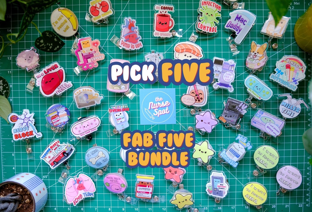 Pick 5 Badge Reels - Fab Five Bundle - Etsy
