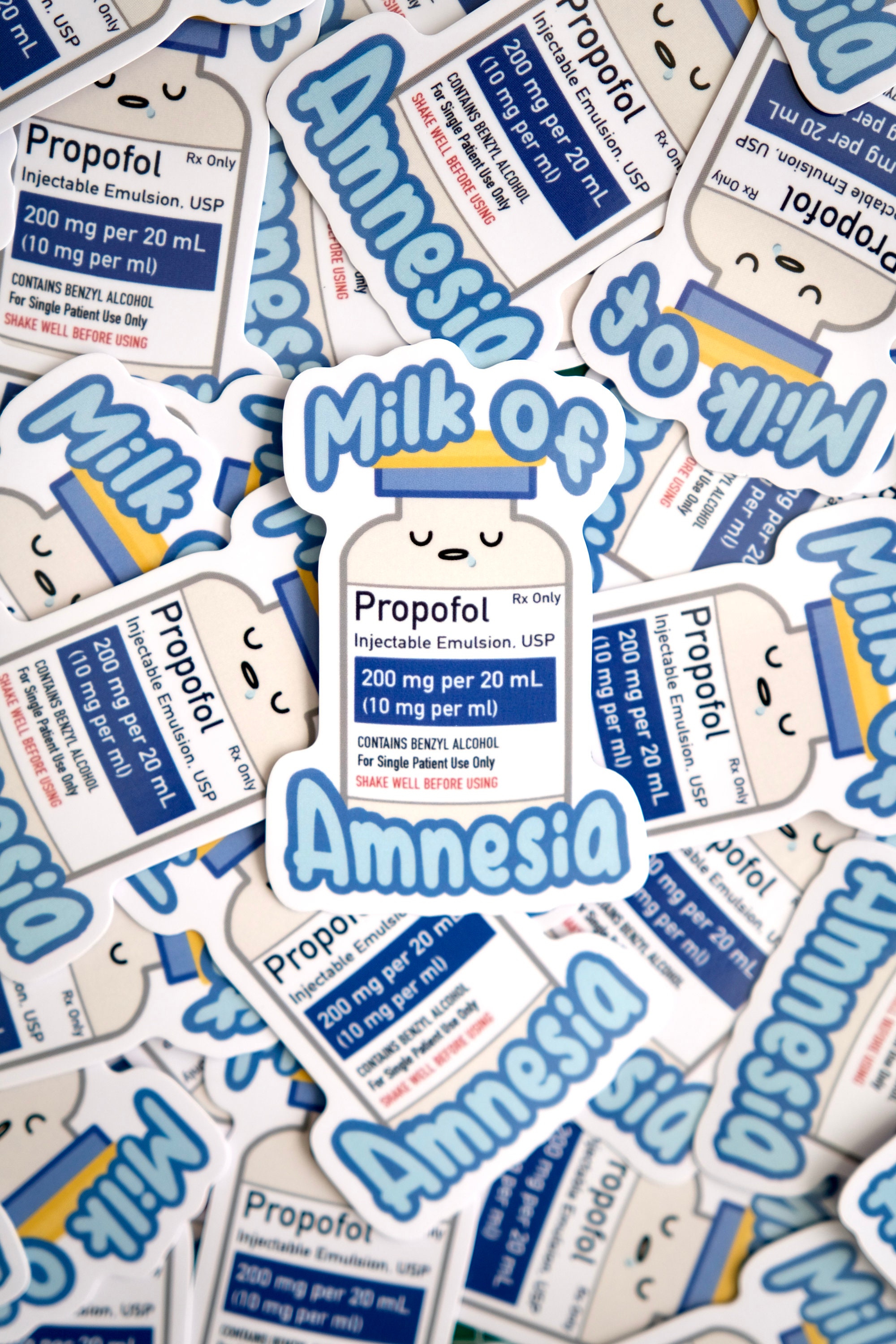 Milk of Amnesia Vinyl Sticker, Propofol Anesthesia - Etsy