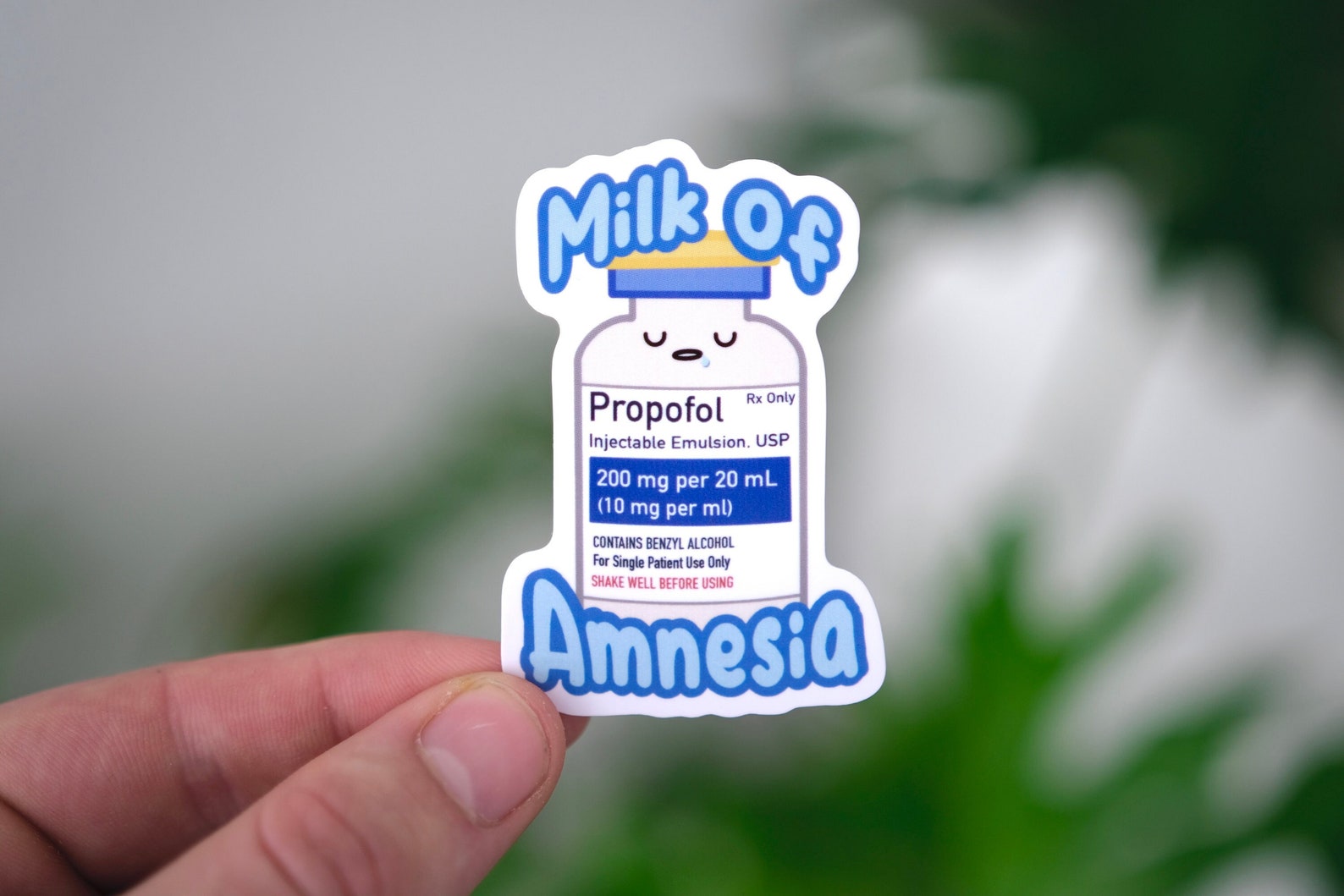 Milk of Amnesia Vinyl Sticker, Propofol Anesthesia - Etsy