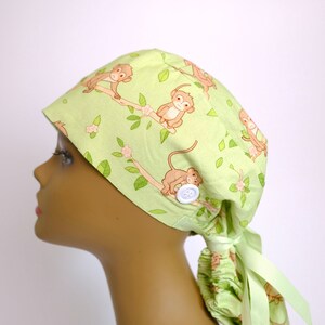Cute Monkey Scrub Cap Scrub Caps for Women Ponytail, Surgical Cap ...