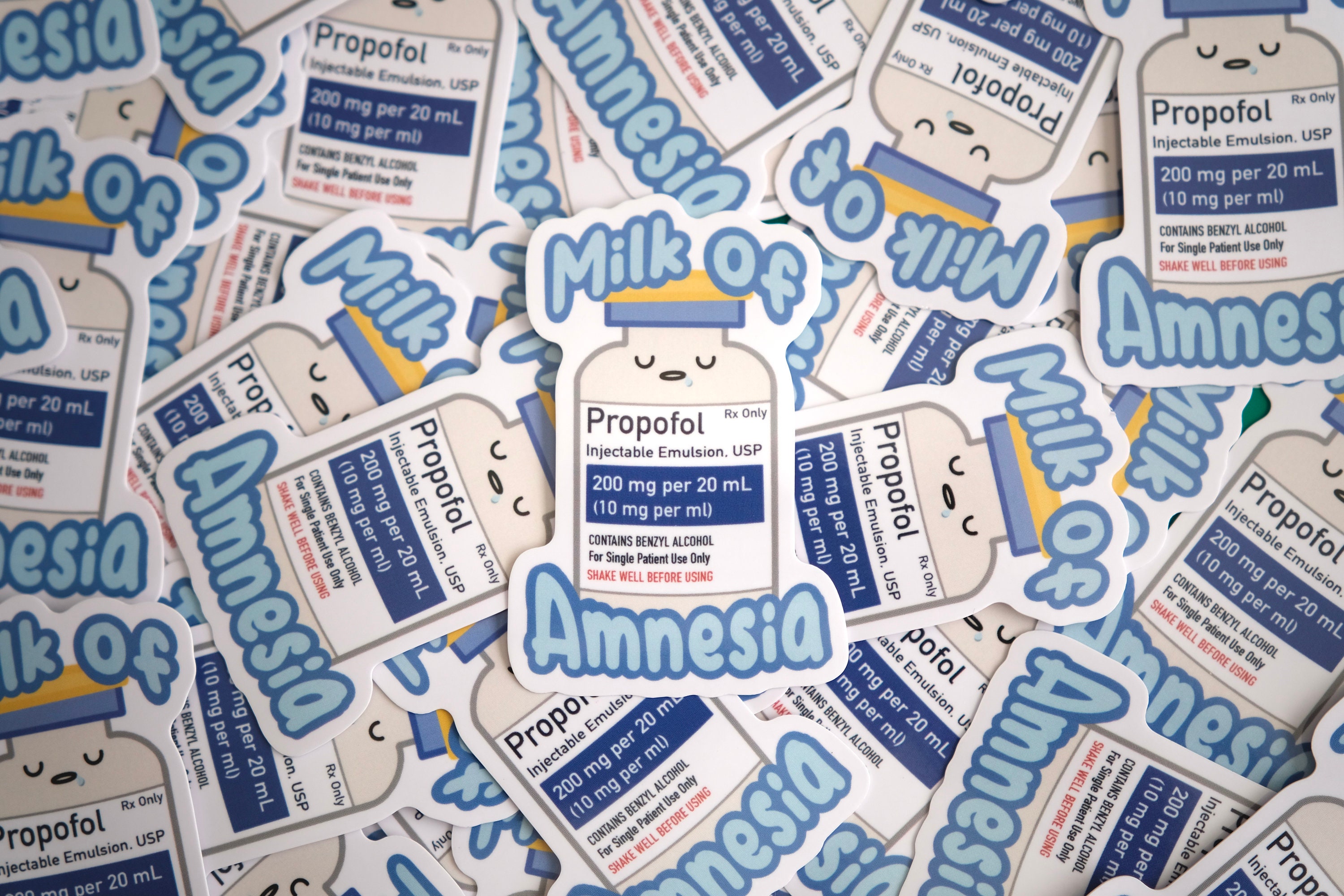 Milk of Amnesia Vinyl Sticker, Propofol Anesthesia - Etsy