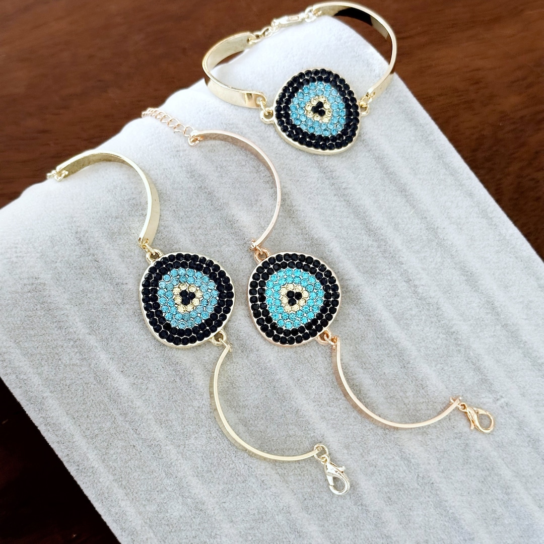 Mothers Day Bracelet Gift, Gold Evil Eye Bracelet, Elegant Zircon ...