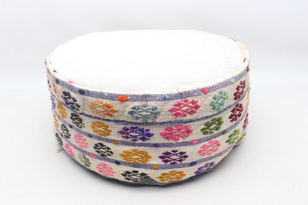 Moroccan Pouf, Balcony Decor, Kilim Floor Pouf, Bohemian Pouffe, Garden ...