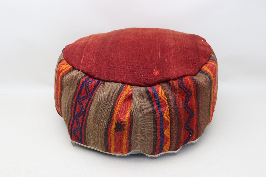 Kilim Floor Pouf, Bohemian Pouffe, Decor, Garden Decor Pouffe, Floor ...