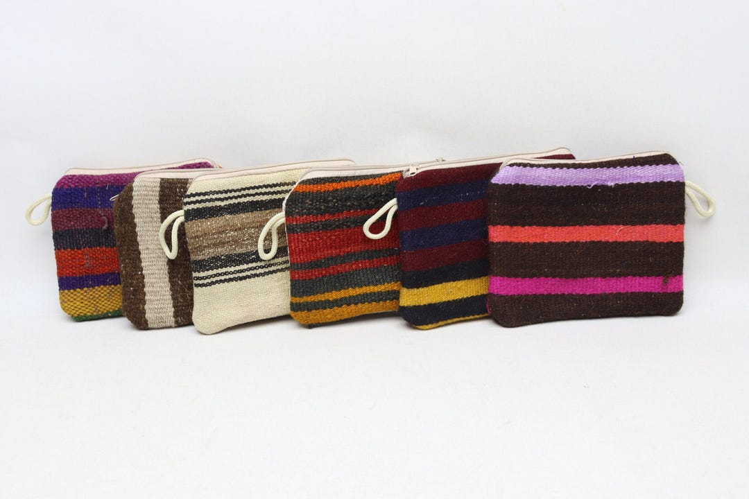 Bohemian Purse, 7x9 Inches Woman Kilim Wallets, 6 Pieces Turkish Kilim ...