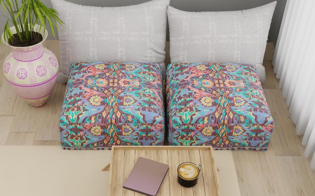 Luxury Pouf Ottoman, Moroccan Leather Pouf, Cozy Footstool for Reading ...