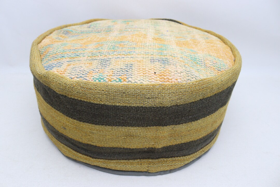 Kilim Floor Pouf, Bohemian Pouffe, Garden Decor Pouffe, Floor Pillow ...
