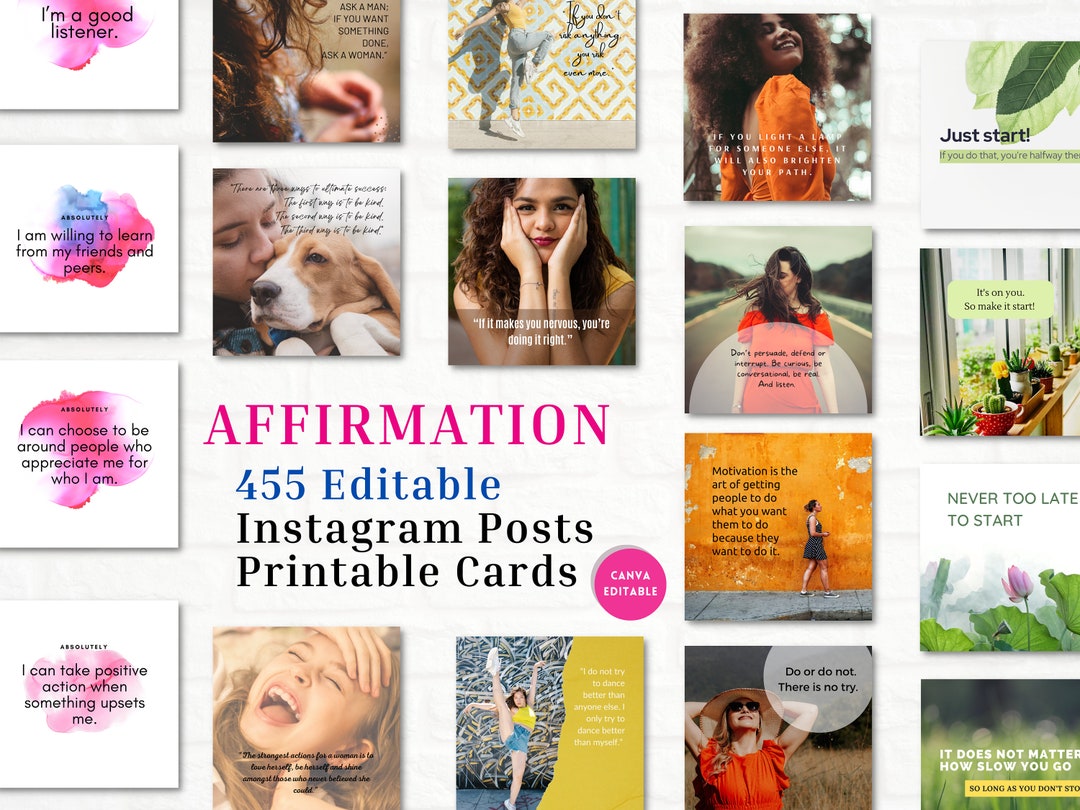 Affirmation Deck Bundle Cards & Instagram Posts Personal Growth Boost ...