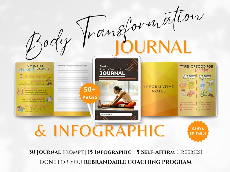 Body Transformation Journal : PLR Done for You Journal Prompt ...
