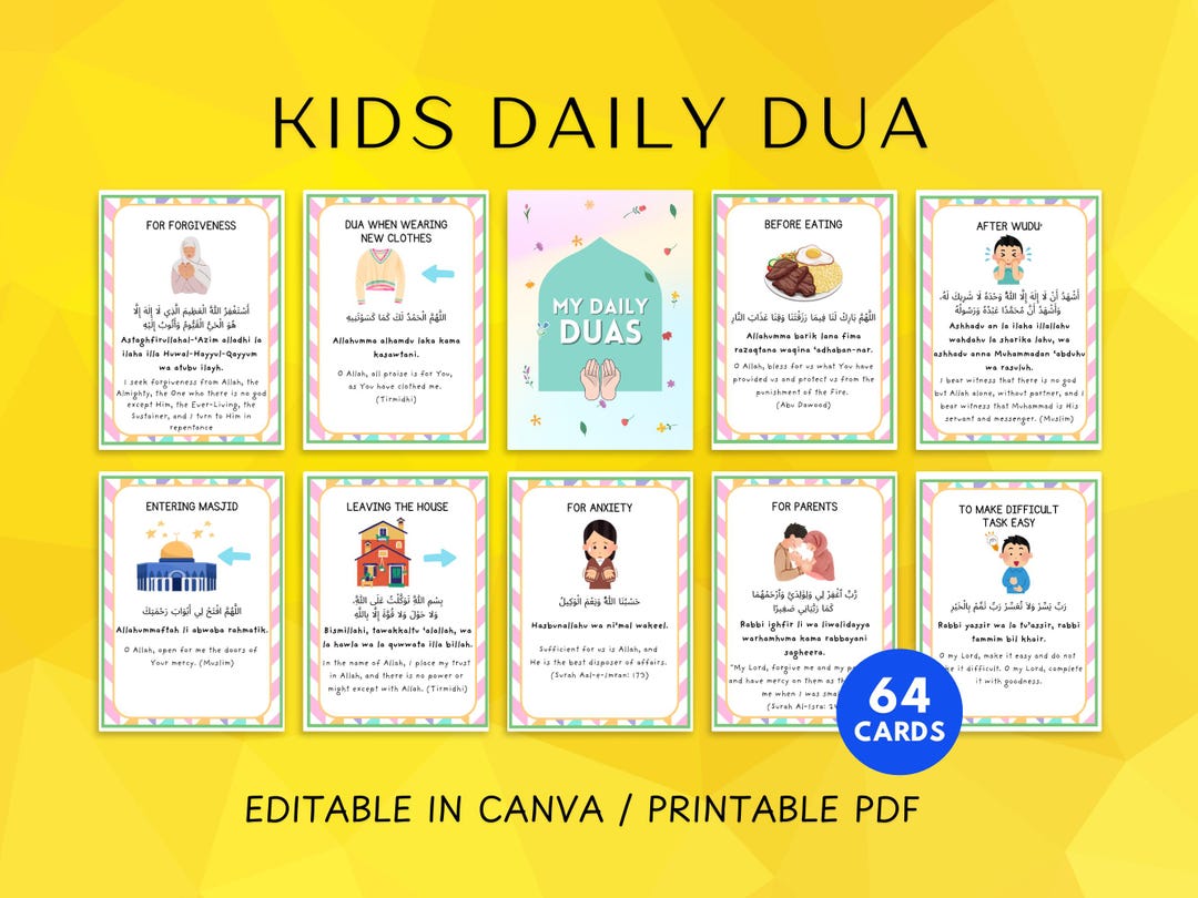 Kids Dua Cards | Islamic Prayer Flashcards for Children's Learning ...