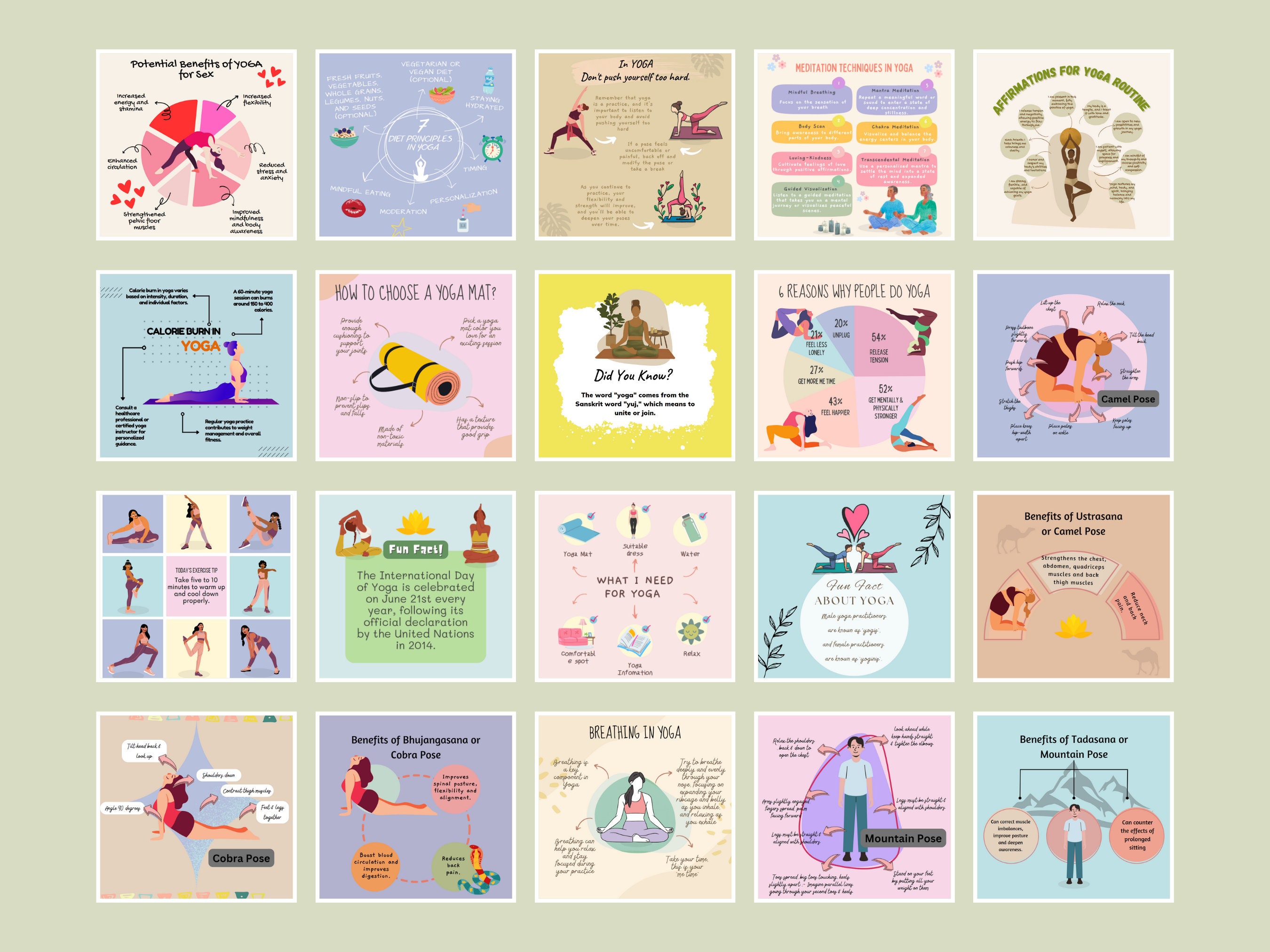 Yoga Infographic Life Coach Instagram Post Template - Etsy