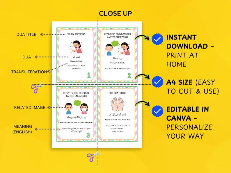 Kids Dua Cards | Islamic Prayer Flashcards for Children's Learning ...