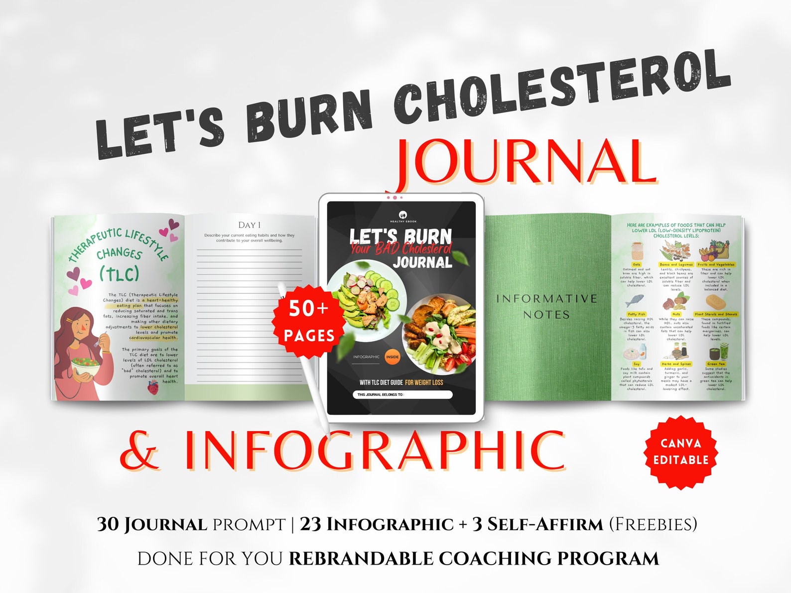 Cholesterol Burn by TLC Diet Journal : PLR Done for You Journal Prompt ...