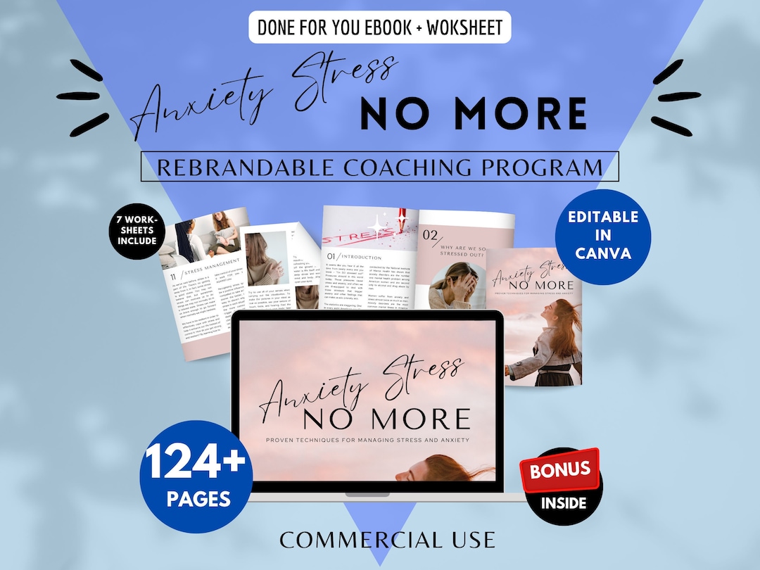 Anxiety Stress Ebook + Worksheet:done for You Brandable Coaching ...