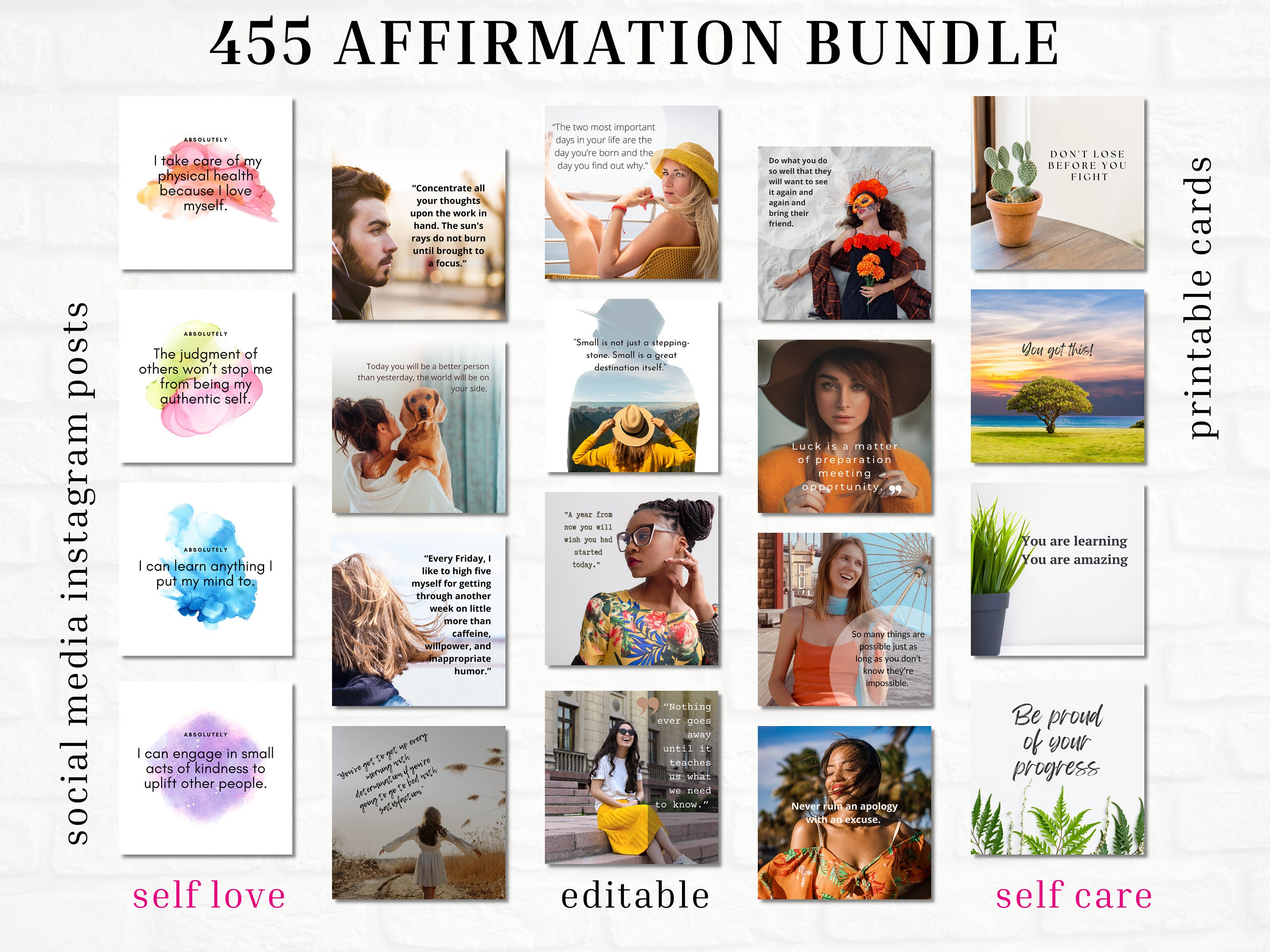 Affirmation Deck Bundle | Cards & Instagram Posts | Personal Growth ...