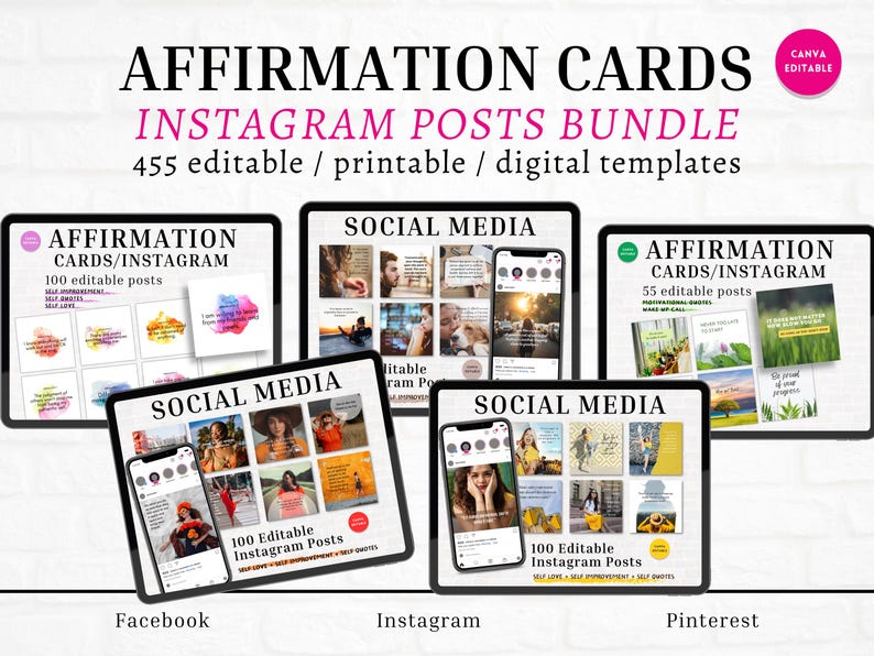 Affirmation Deck Bundle | Cards & Instagram Posts | Personal Growth ...