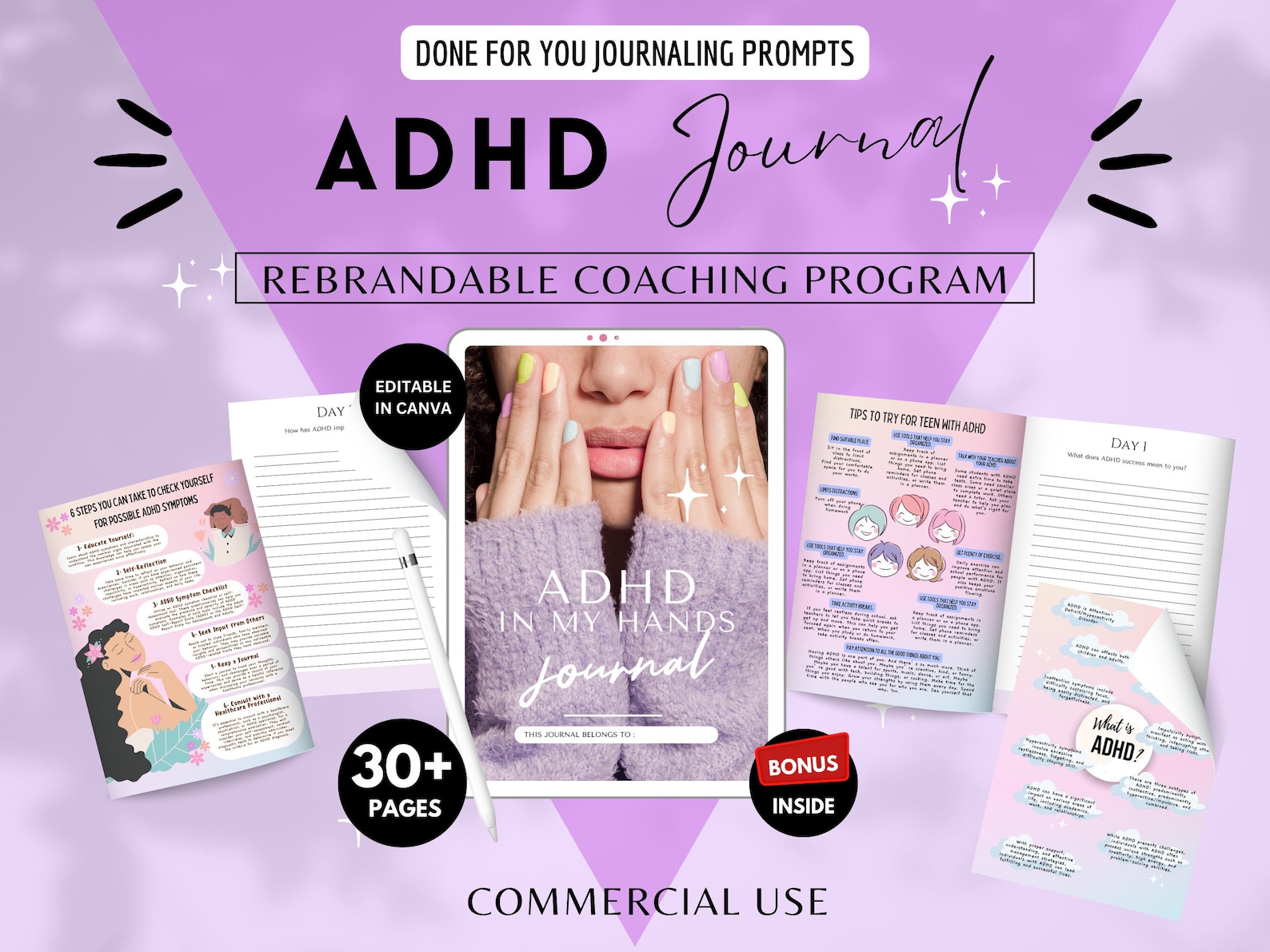 ADHD Journal:done for You Journal Prompt | Brandable Coaching Program ...