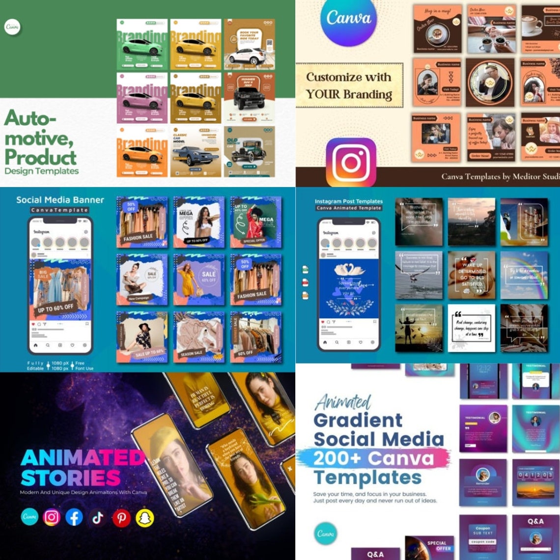 CANVA TEMPLATES BUNDLE Customizable Templates, Social Media Templates ...
