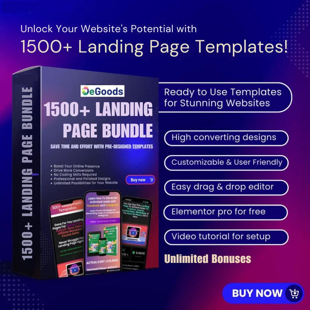 1500+ LANDING PAGES BUNDLE, Premium Landing Pages, Landing Page ...