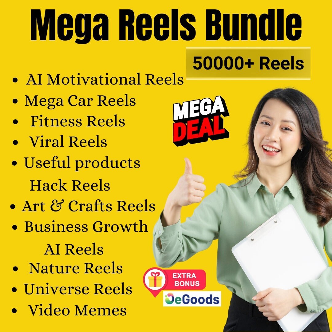 50000 Mega REELS BUNDLE, Motivational Reels, Car Reels, Art & Craft ...