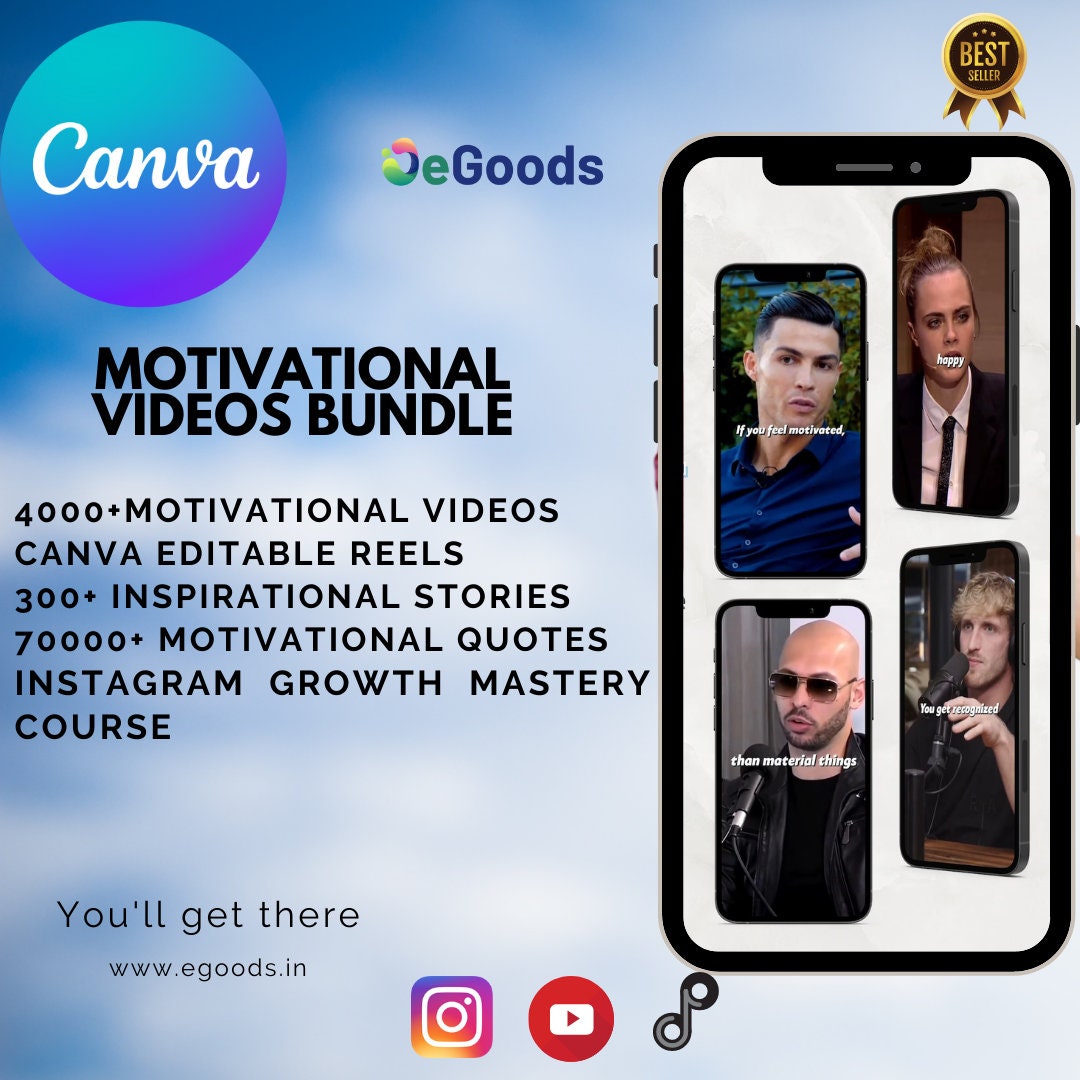 4000+ MOTIVATIONAL REELS BUNDLE: Canva Video Templates (digital ...