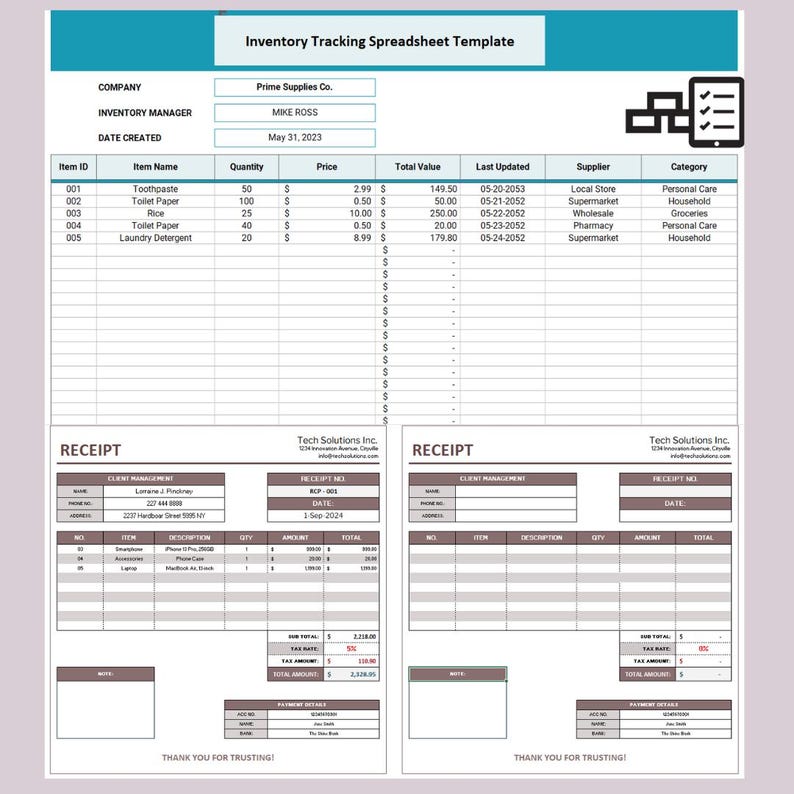 INVOICE TRACKER TEMPLATES, Small Business Spreadsheet Template - Etsy