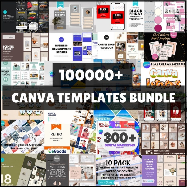 CANVA TEMPLATES BUNDLE Customizable Templates, Social Media Templates ...