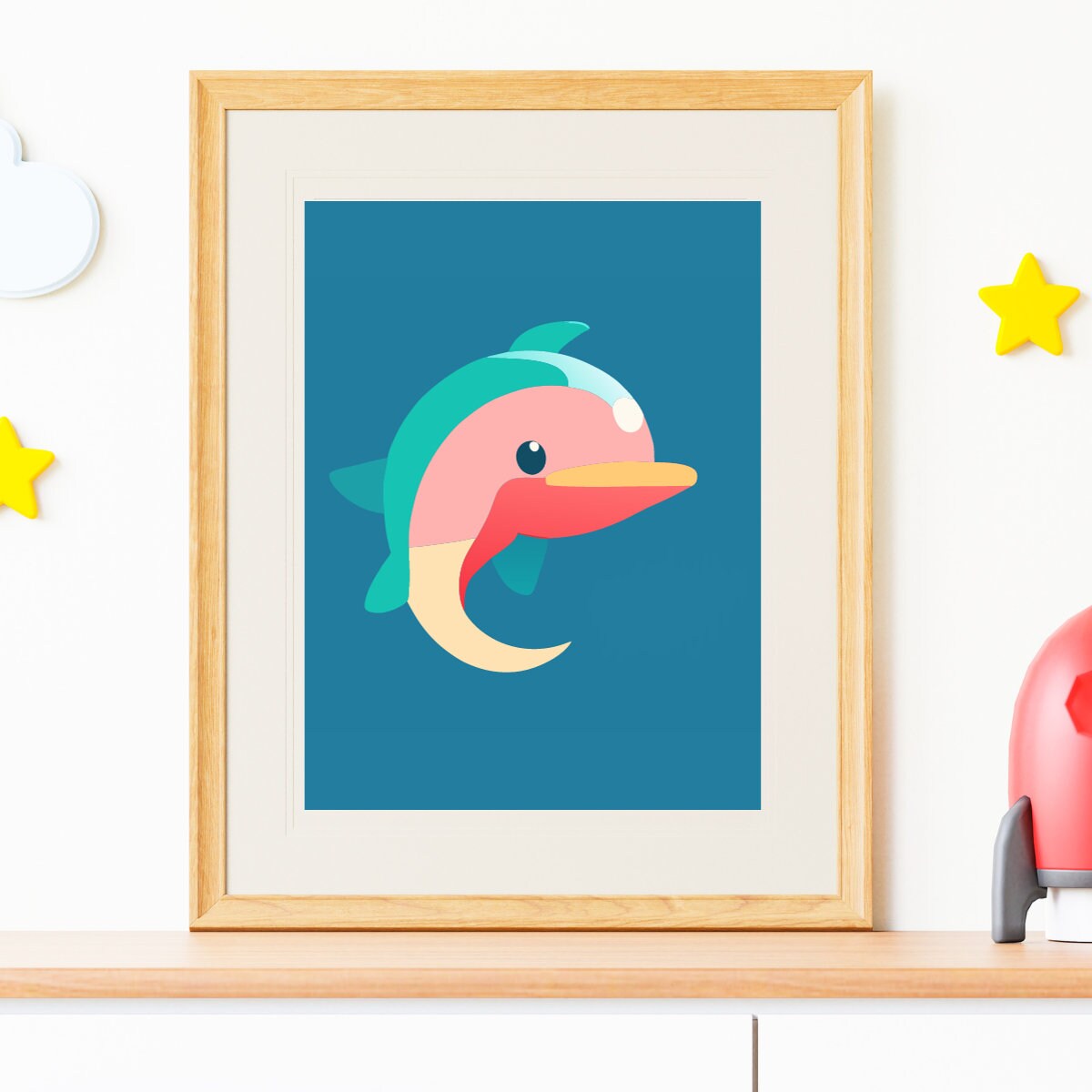 Fish & Sea Animals Posters, Kids' Room Decor, Digital Prints Dolphin ...