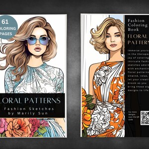 Fashion Beauty Coloring Book, Floral Pattern Motifs, Printable Adults ...