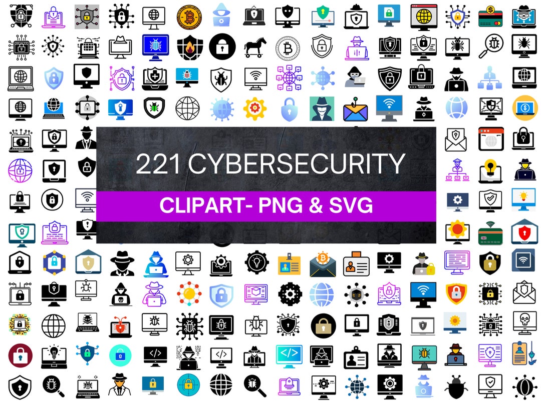 221 Cybersecurity Icons Bundle- SVG & PNG | Network Security, Data Protection, Technology ...