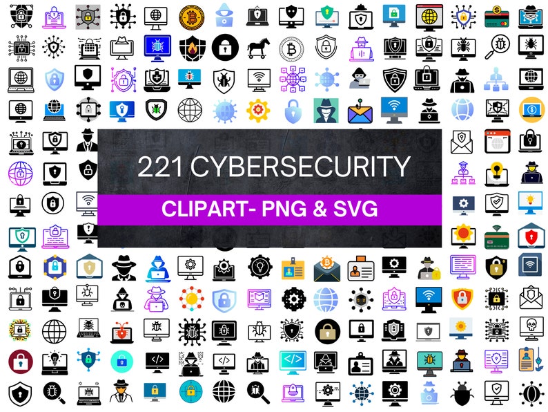221 Cybersecurity Icons Bundle- SVG & PNG | Network Security, Data ...