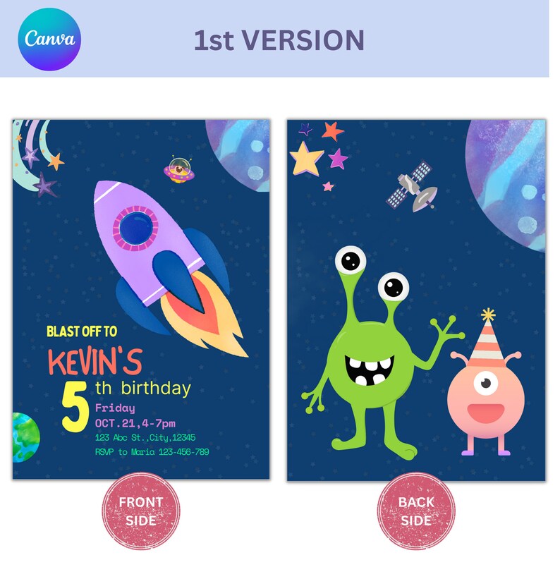 Printable Birthday Invitation Template Canva | Alien Invitation ...