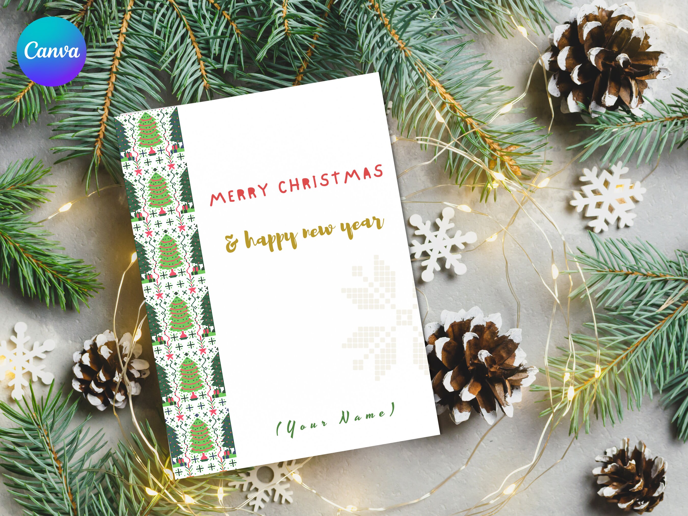 Pack of 6 Christmas Card Template Canva, Photo Christmas Card Template ...