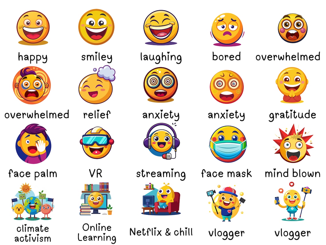 84 Custom Emoji Clipart | Emoji SVG | Emojis PNG | Smiley Face Clipart ...