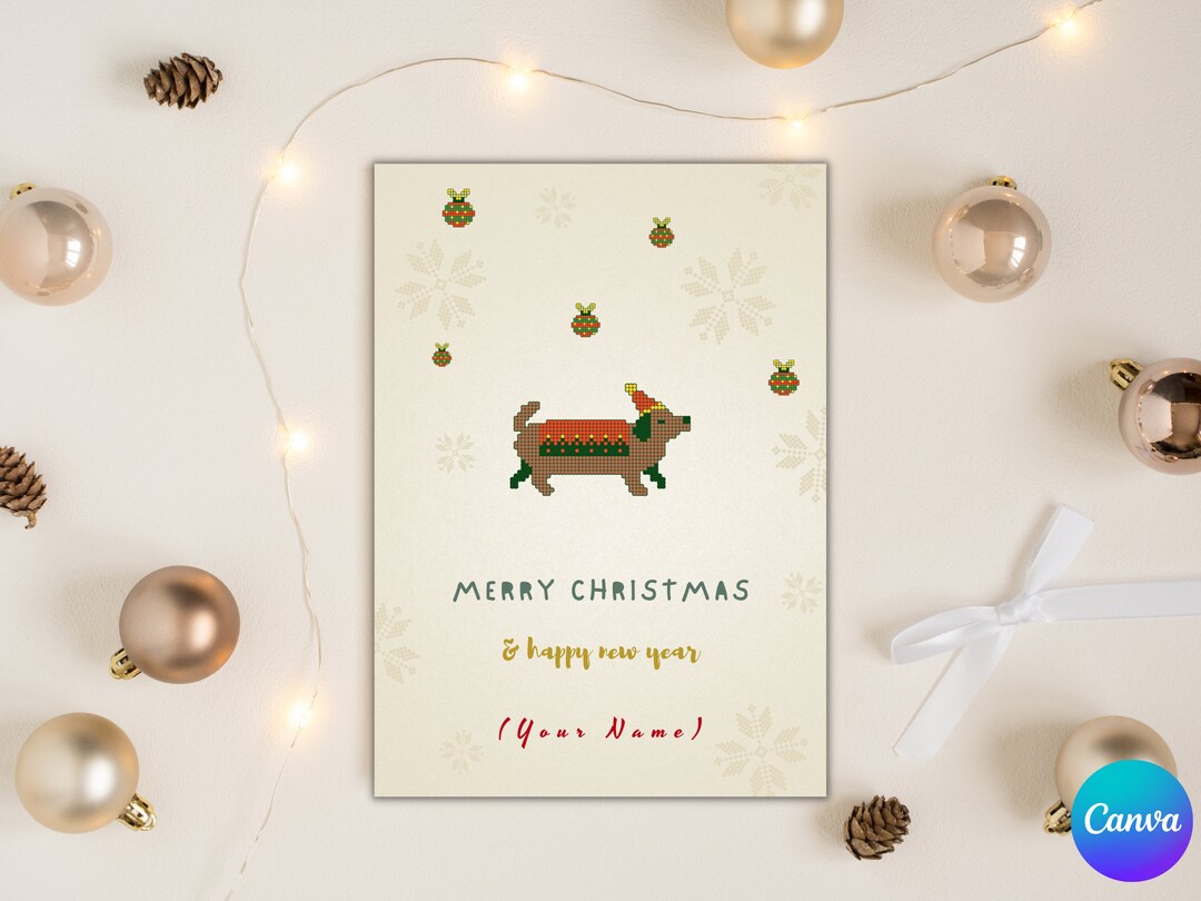 Pack of 7 Christmas Card Canva Template With Photos, Seasons Greetings ...