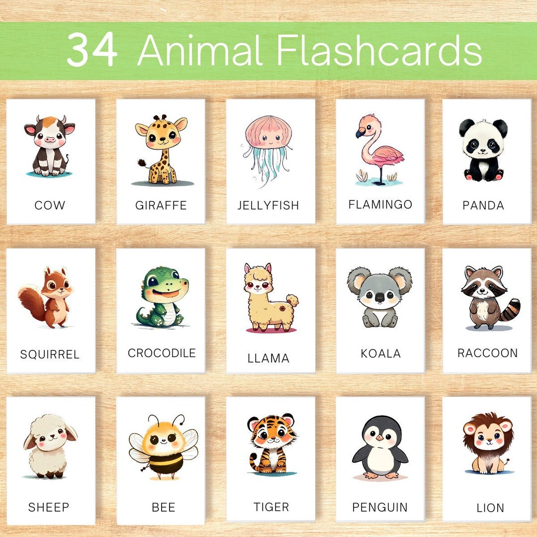 34 Animal Flashcards | Montessori-inspired Educational Printable Cards ...
