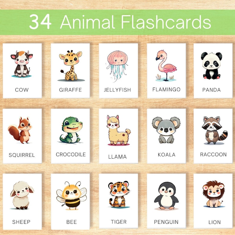 34 Animal Flashcards | Montessori-inspired Educational Printable Cards ...