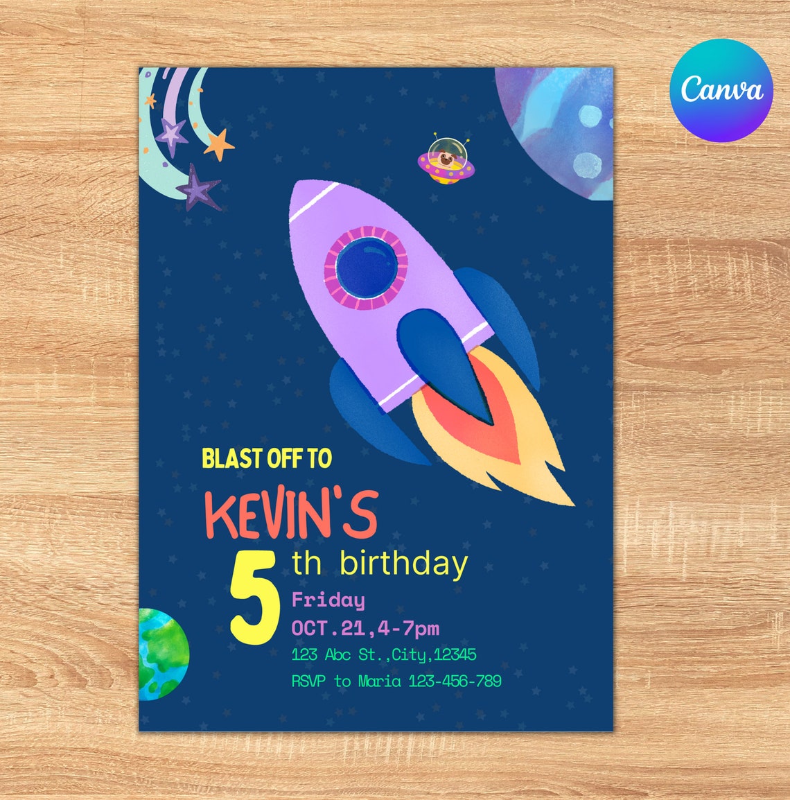 Printable Birthday Invitation Template Canva | Alien Invitation ...