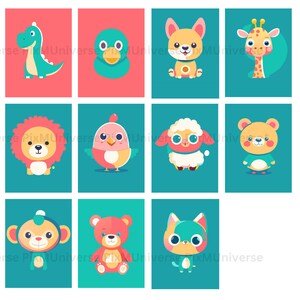 47 Cute Animals Posters Bundle for Kids' Room Decor, Set of Prints ...