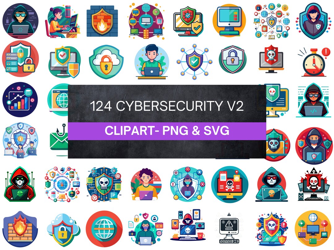 124 Cybersecurity Icons Bundle- SVG & PNG | Network Security, Data ...