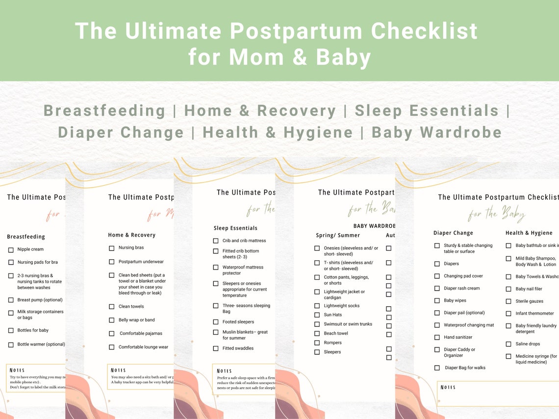 Newborn Essentials Checklist, Postpartum Essentials Checklist, Baby ...
