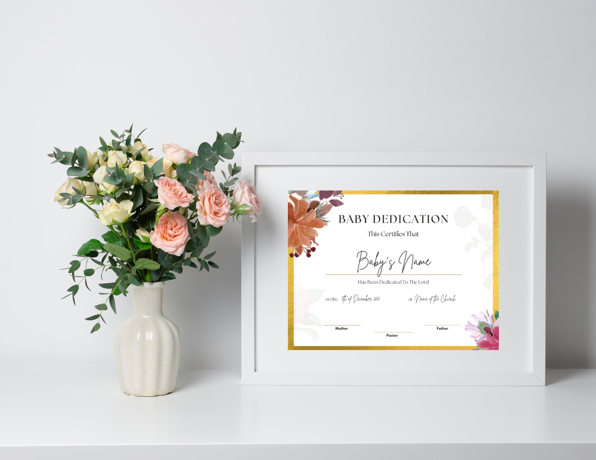 A4 & US Letter Baby Dedication Certificate Template Church - Etsy