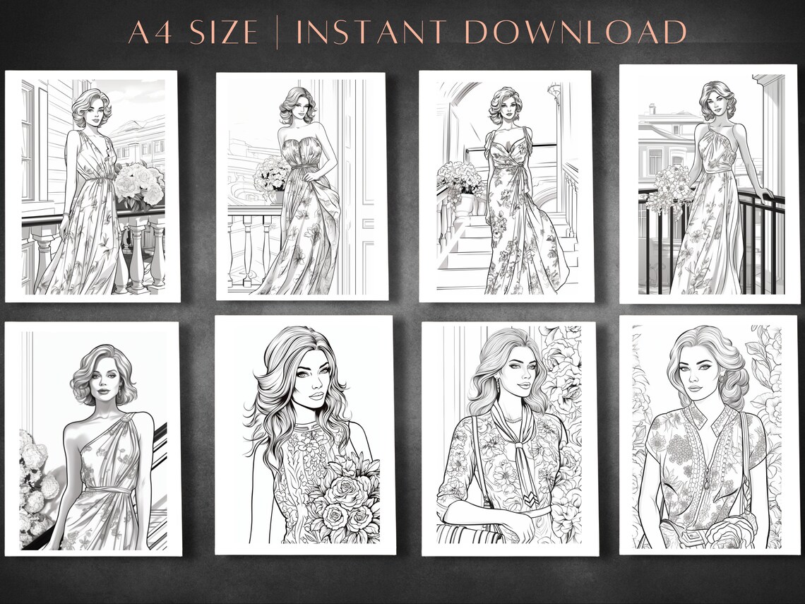 Fashion Beauty Coloring Book, Floral Pattern Motifs, Printable Adults ...