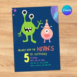 Printable Birthday Invitation Template Canva | Alien Invitation ...
